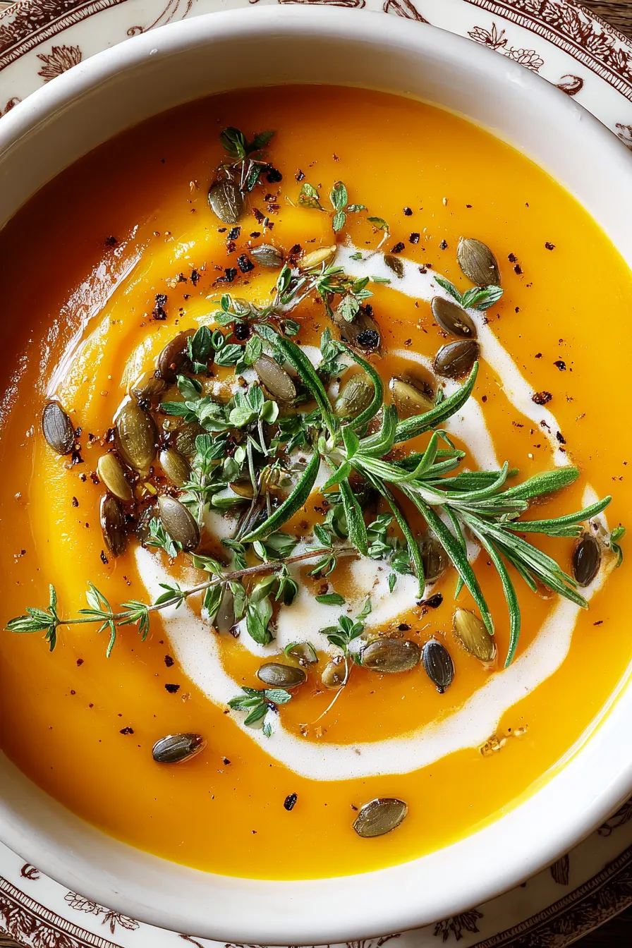 Creamy Roasted Pumpkin Soup with Herbs – Food Recipe Usa