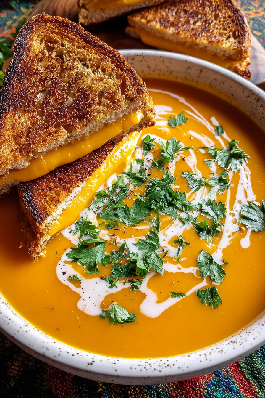 Creamy Pumpkin Butternut Squash Soup with Coconut Milk & Grilled Cheese ...