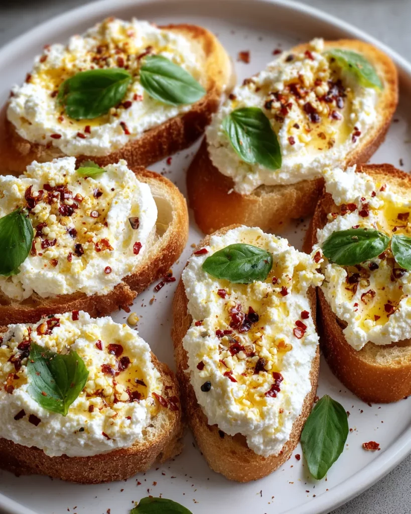 Sweet and Spicy Whipped Feta Crostini – Food Recipe Usa